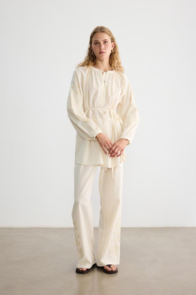 NATÜREL NAKIŞ DETAYLI PANTOLON Online Satın Al! | Be Blue